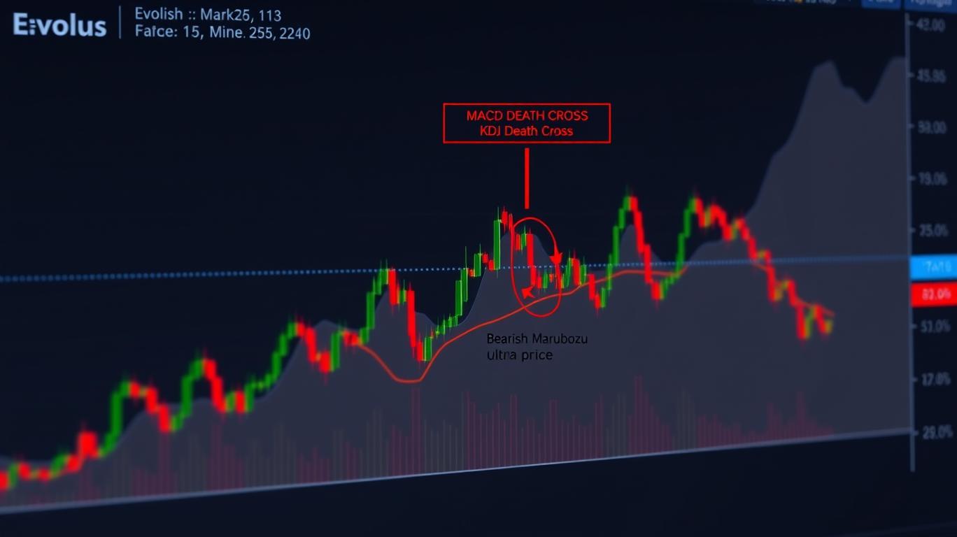 Evolus's 15min chart shows MACD Death Cross, KDJ Death Cross, and ...