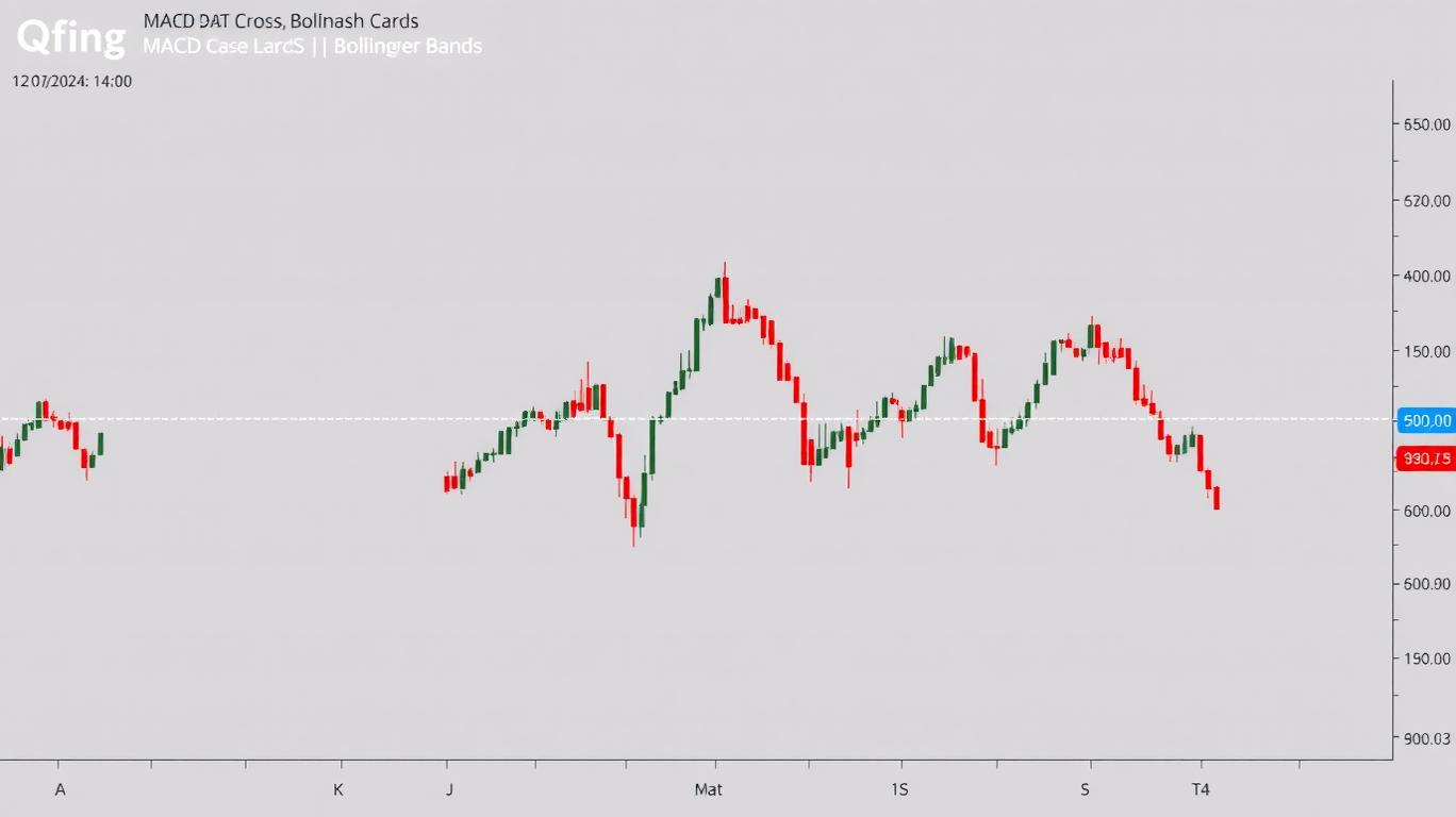 QFING: MACD Death Cross and Bollinger Bands expanding downward on 15min ...